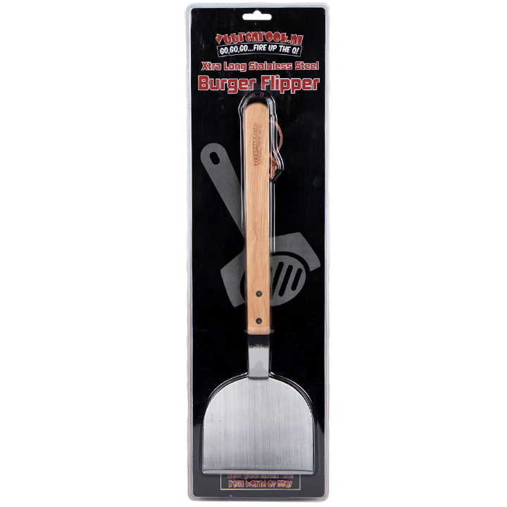 Vuur&Rook Xtra Long RVS Burger Flipper – EIERBAL